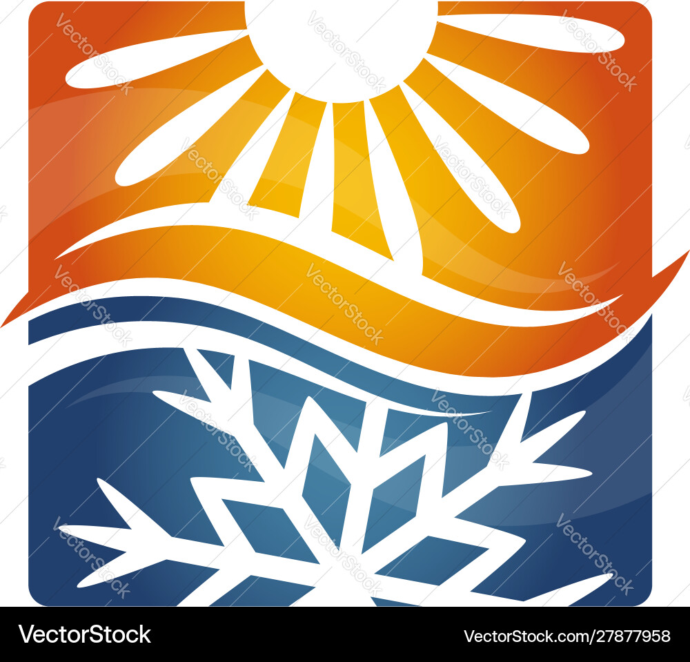 Cooling and heating sun snowflake symbol Vector Image
