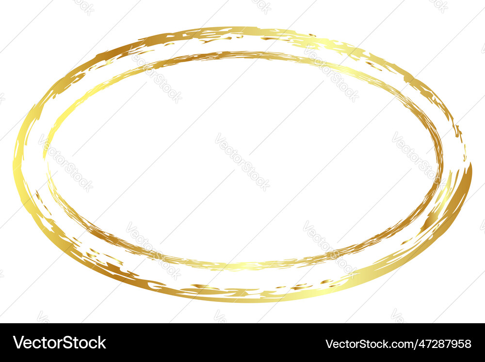Gold golden simple double line oval frame from Vector Image