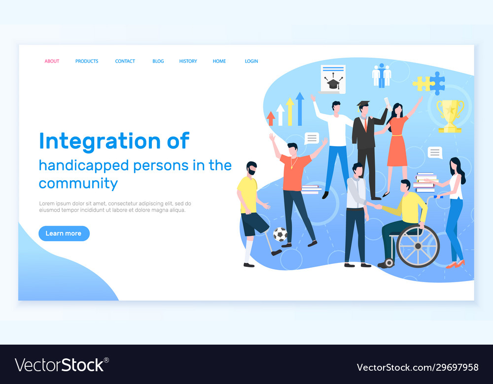 Integration handicapped people in community Vector Image