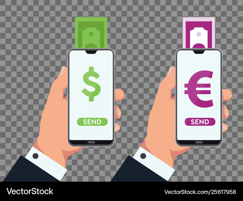 Mobile money transfer banner Royalty Free Vector Image