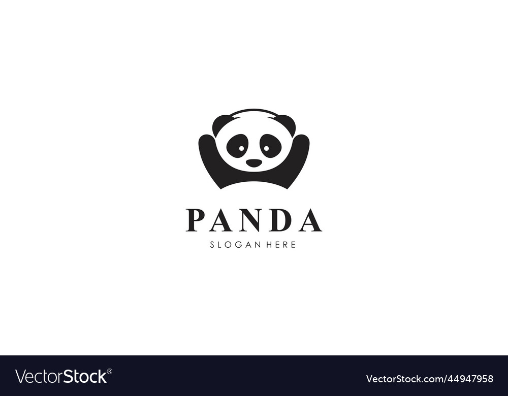 Panda bear silhouette logo design template Vector Image