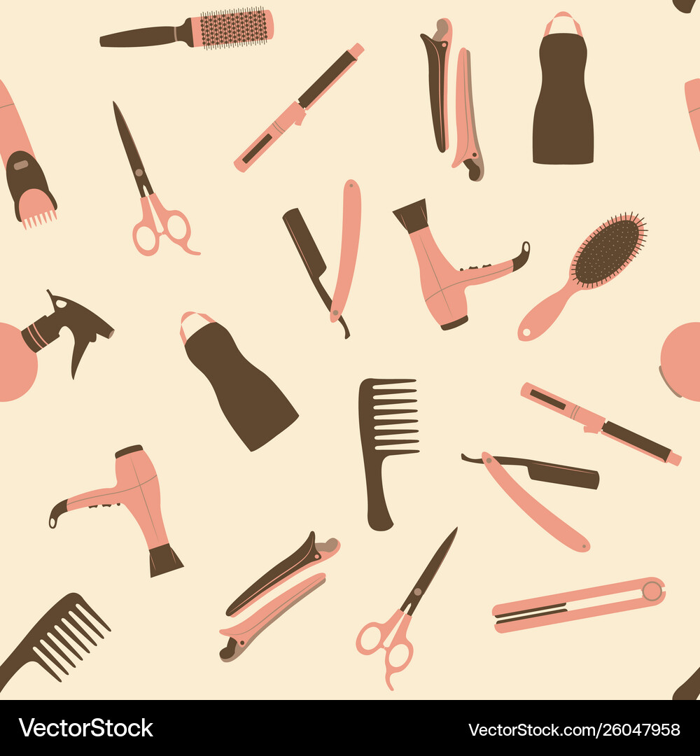 Pink barber shop seamless pattern Royalty Free Vector Image