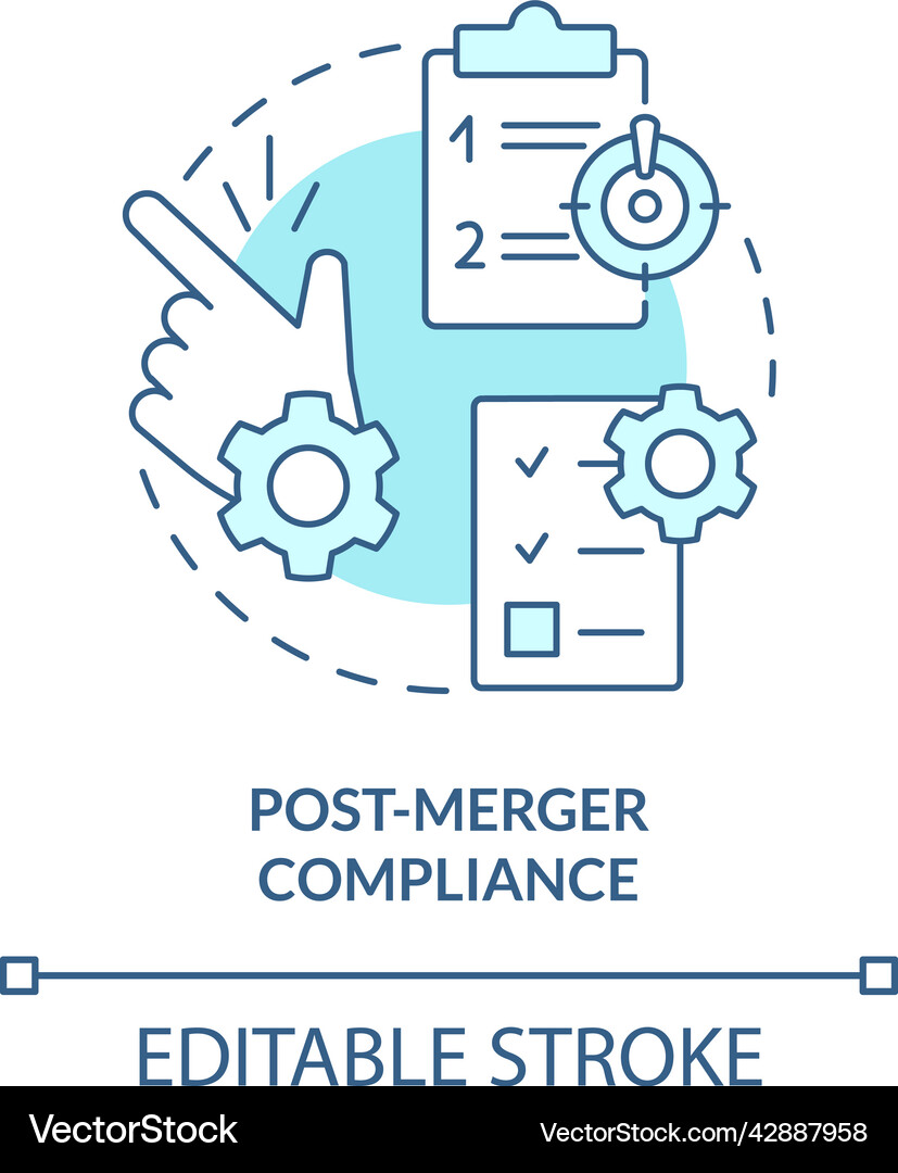 Post merger compliance turquoise concept icon Vector Image