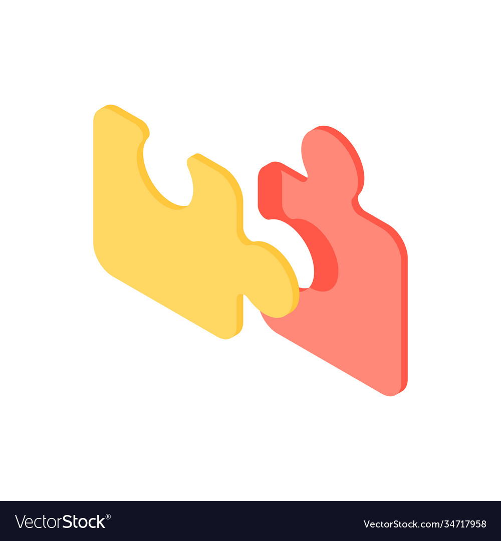 Puzzle pieces isometric icon logic Royalty Free Vector Image