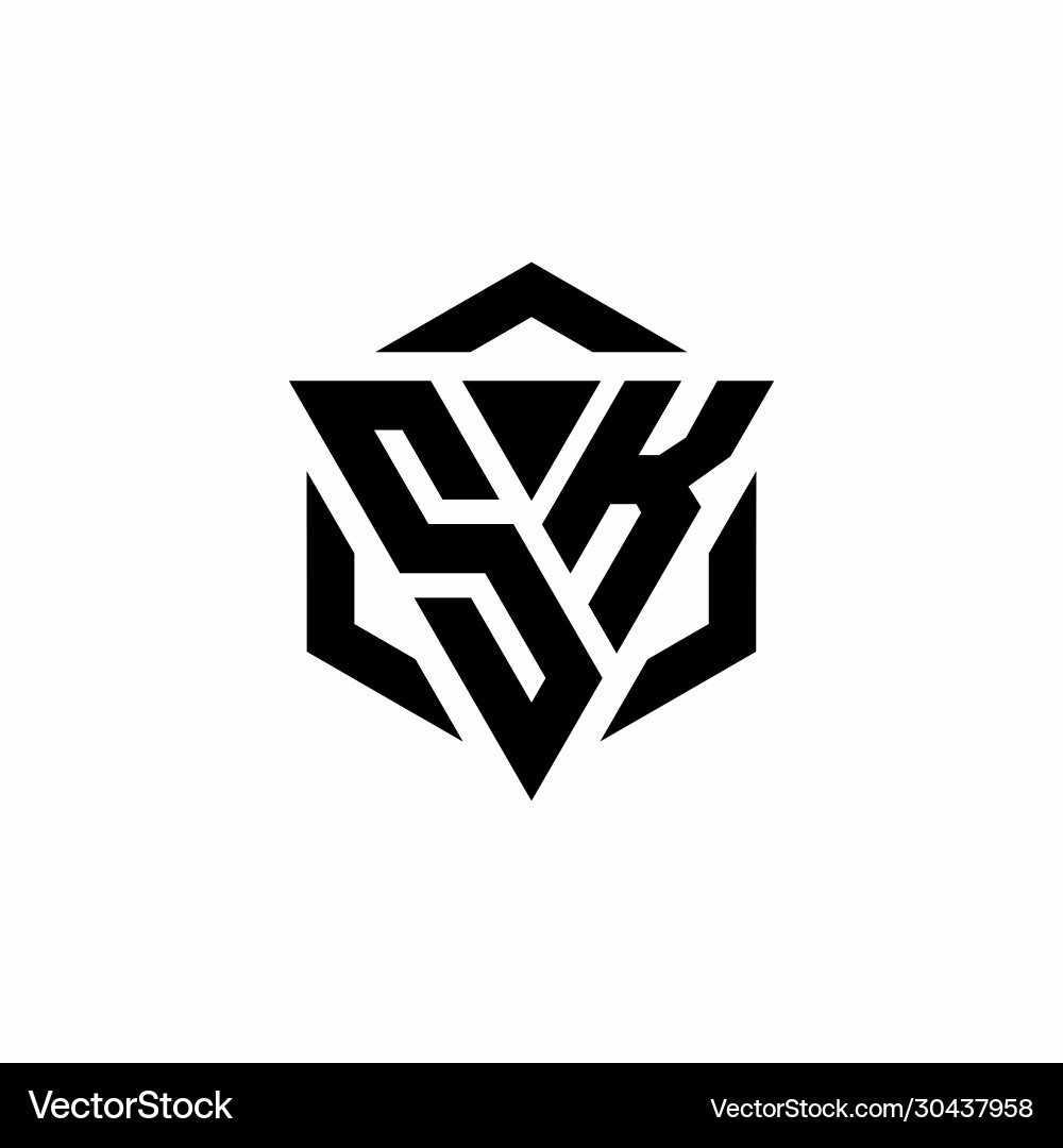 Sk logo monogram with triangle and hexagon modern Vector Image