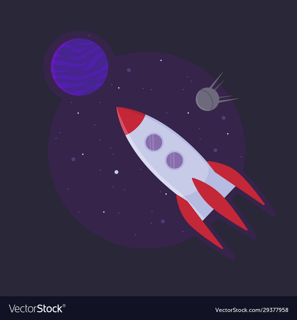 Space rocket ship into open startup success Vector Image