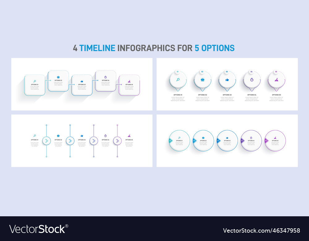 Timeline infographic set with infochart modern Vector Image