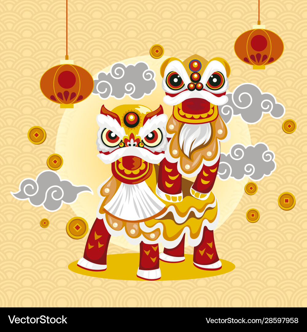 Traditional chinese lion design Royalty Free Vector Image