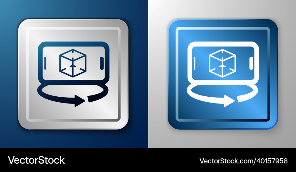 White 3d modeling icon isolated on blue and grey Vector Image