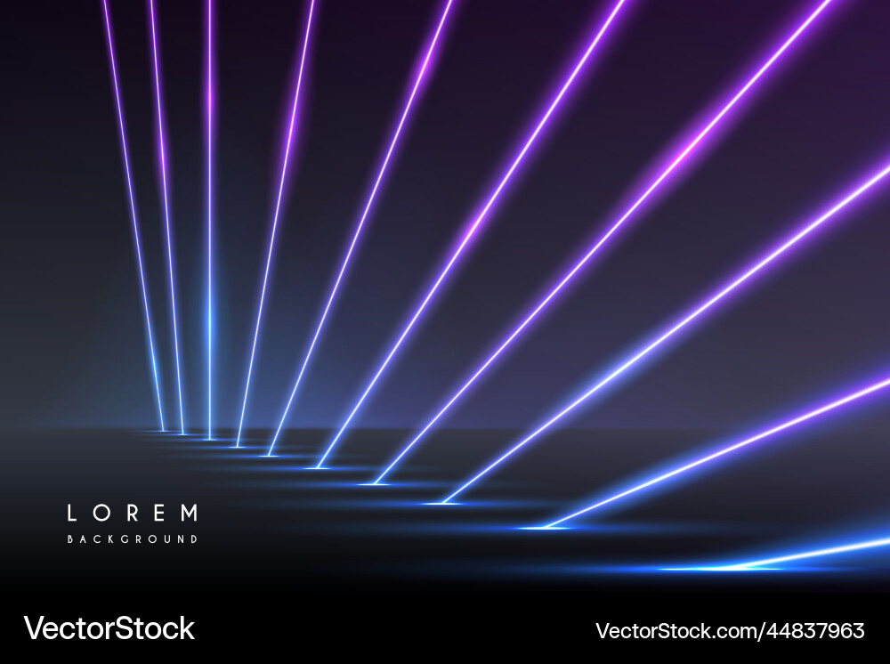 Abstract neon rays of light on the floor Vector Image