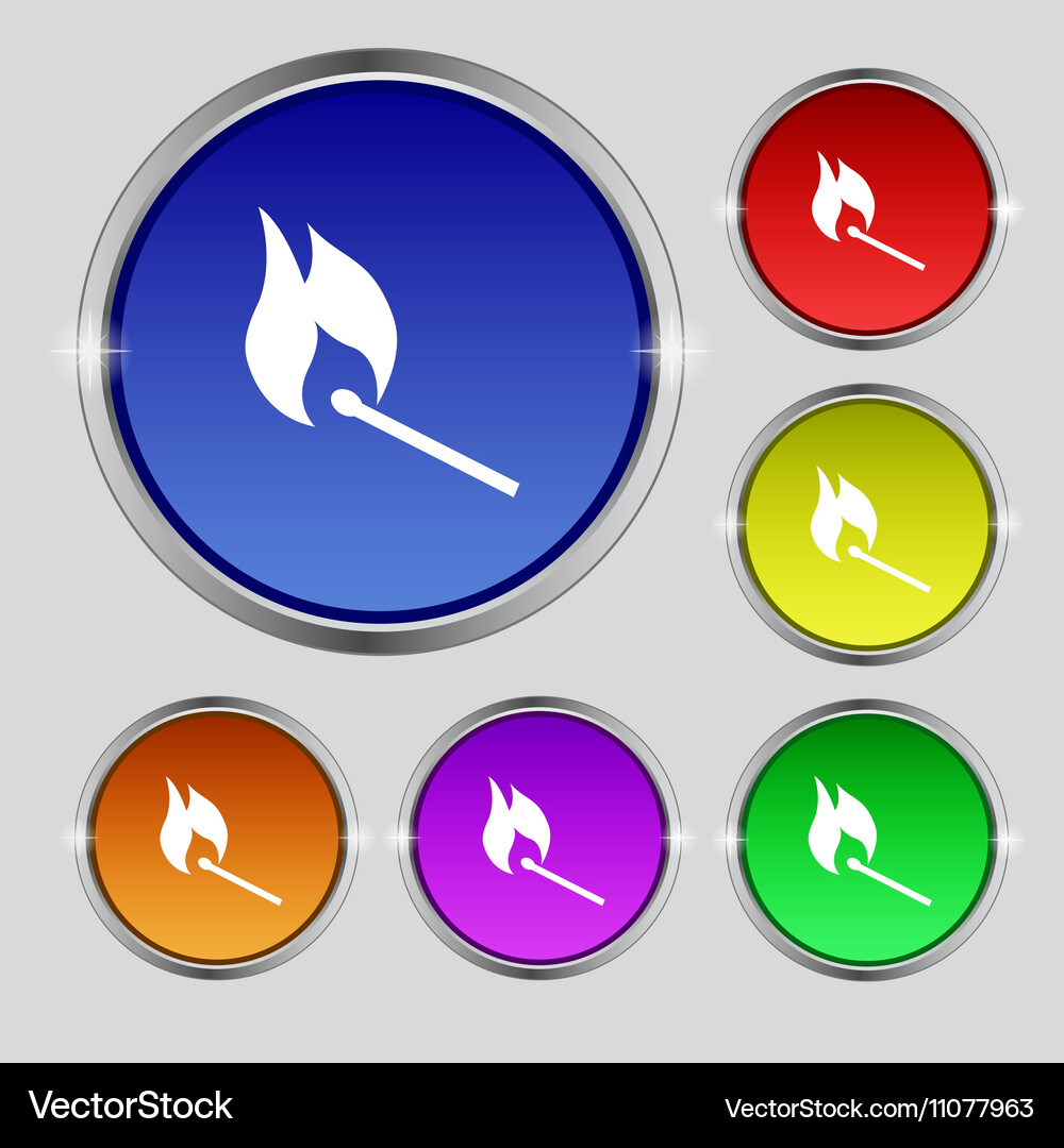 Burning match icon sign round symbol on bright Vector Image