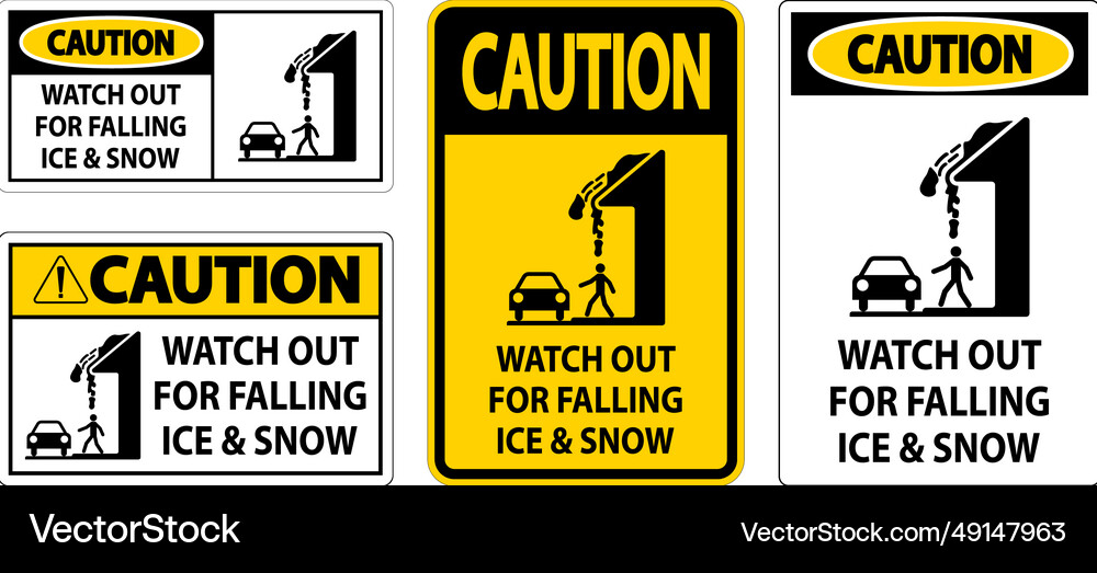 Caution sign watch out for falling ice and snow Vector Image