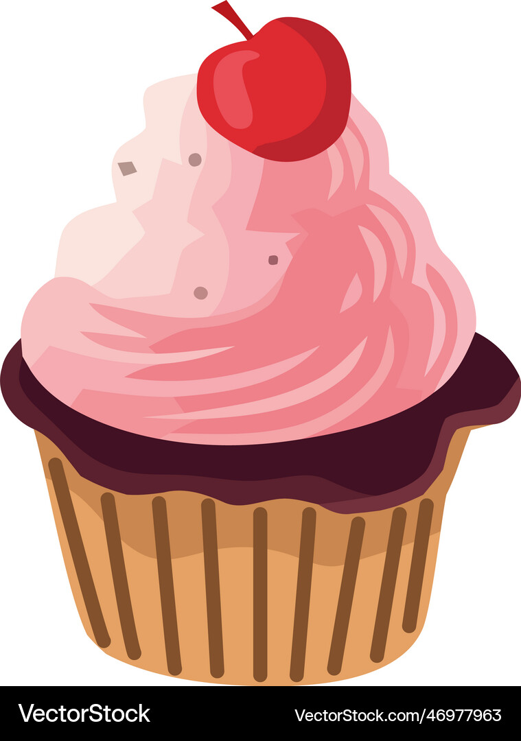 Cute cupcake icon with pink strawberry icing Vector Image