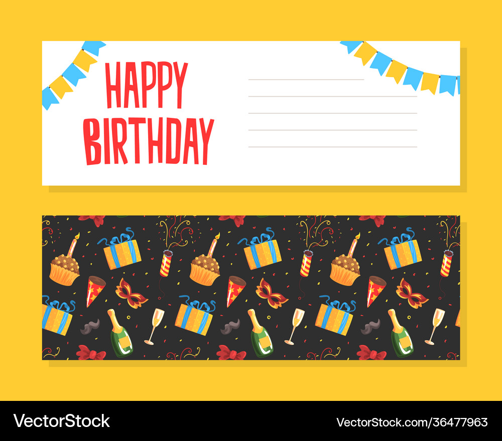 Happy birthday card template celebration event Vector Image