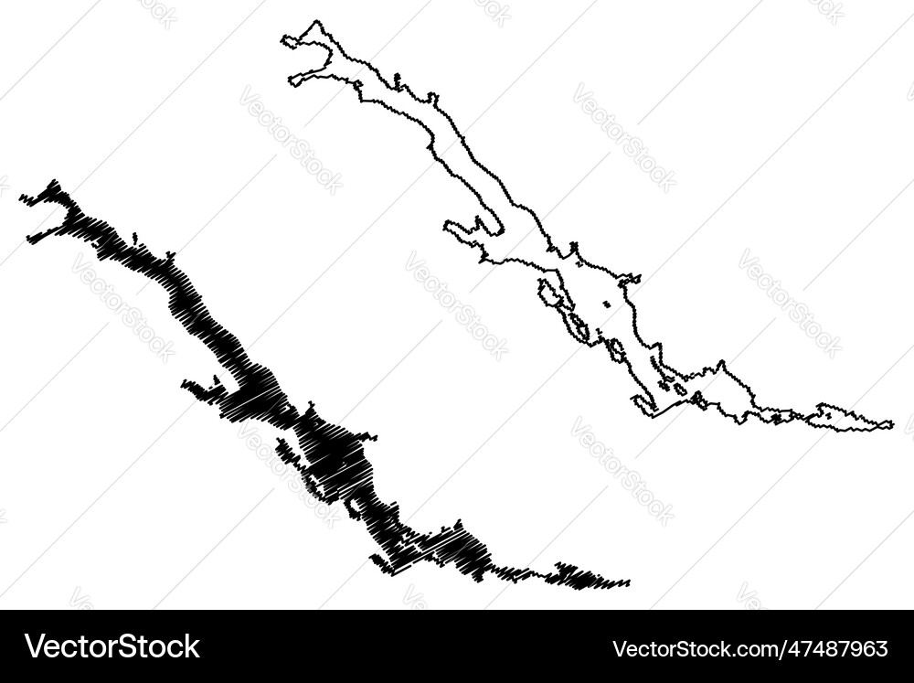 Lake hornavan kingdom of sweden map scribble Vector Image