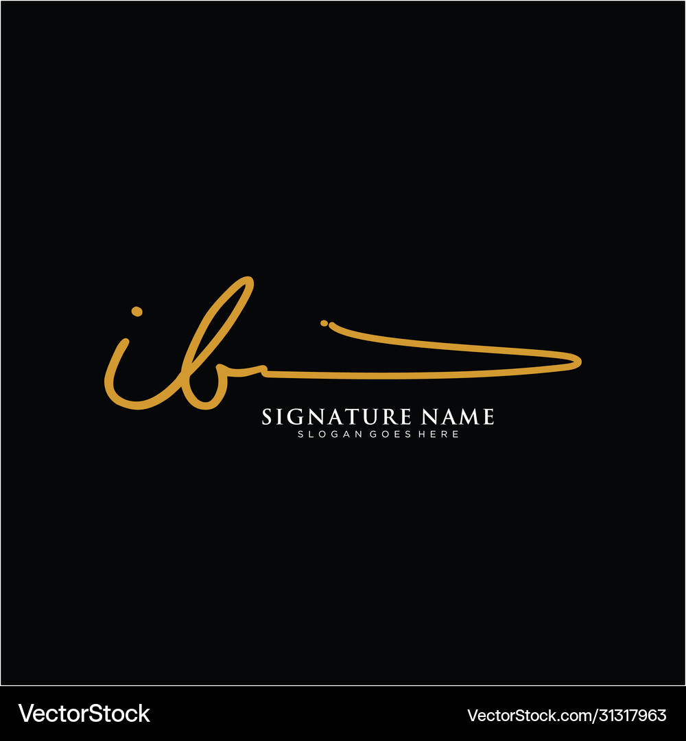 Letter ib signature logo template Royalty Free Vector Image