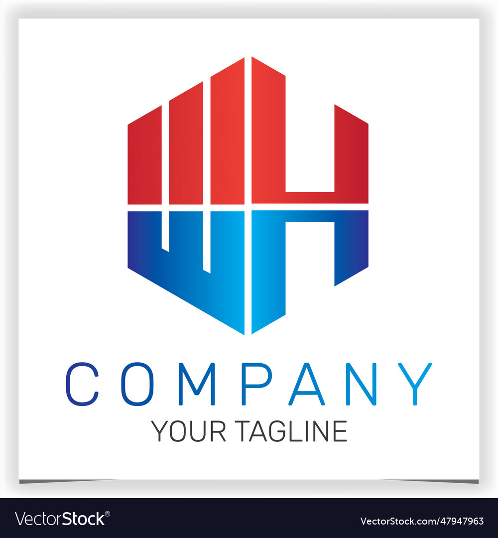 Letter wh initial hexagon logo icon premium Vector Image