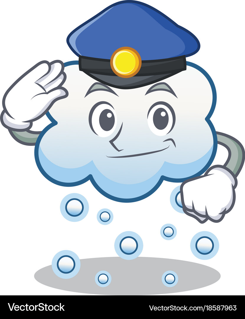 Police snow cloud character cartoon Royalty Free Vector