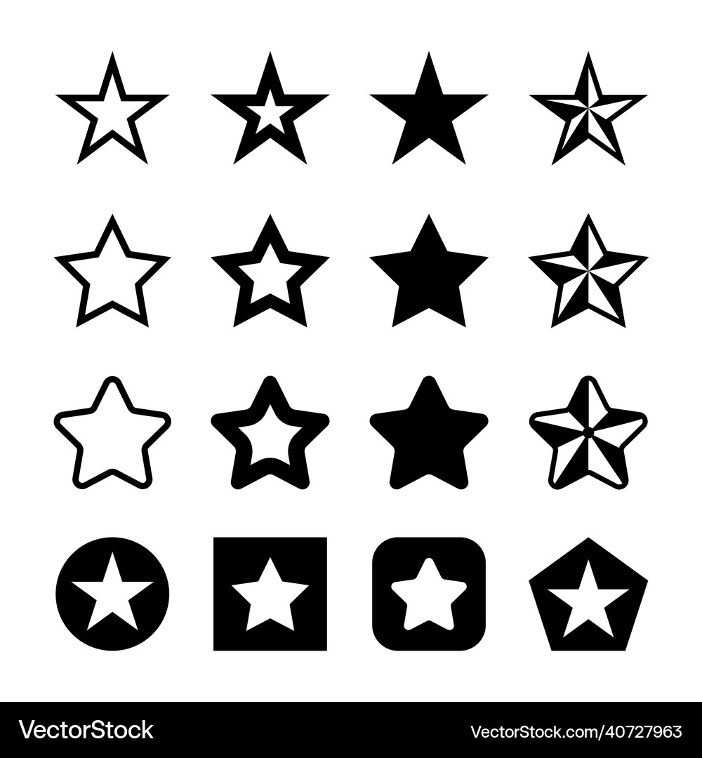 Star shapes flat icons in different styles Vector Image