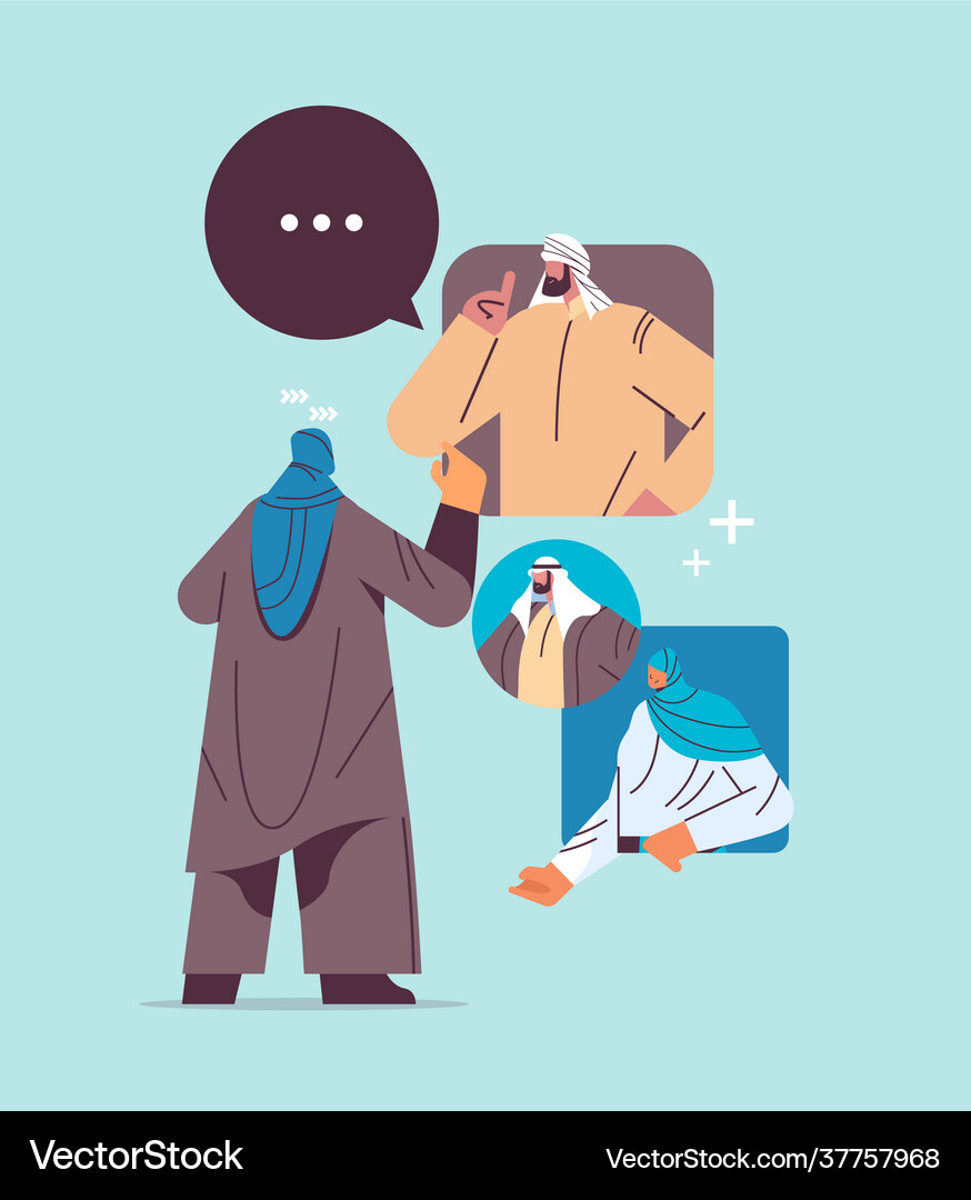 Arab people chatting in messenger or social Vector Image