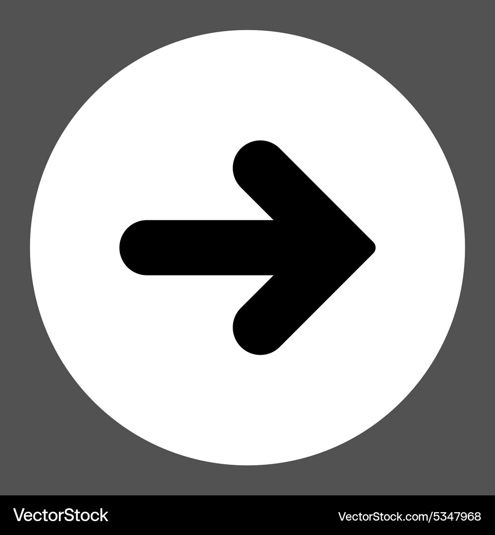 Arrow right flat black and white colors round Vector Image