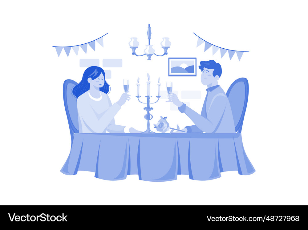 Couples fancy dinner to celebrate Royalty Free Vector Image
