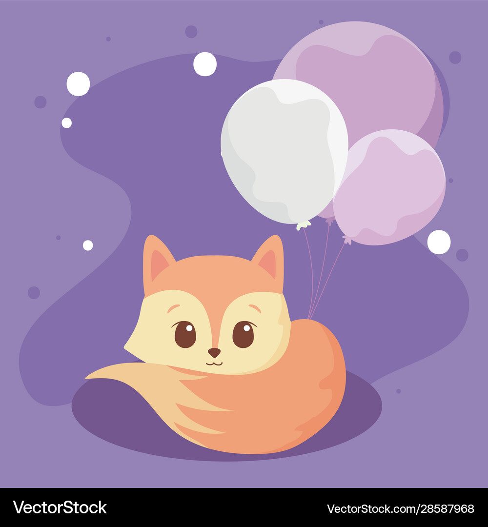 Cute fox cartoon and balloons design Royalty Free Vector