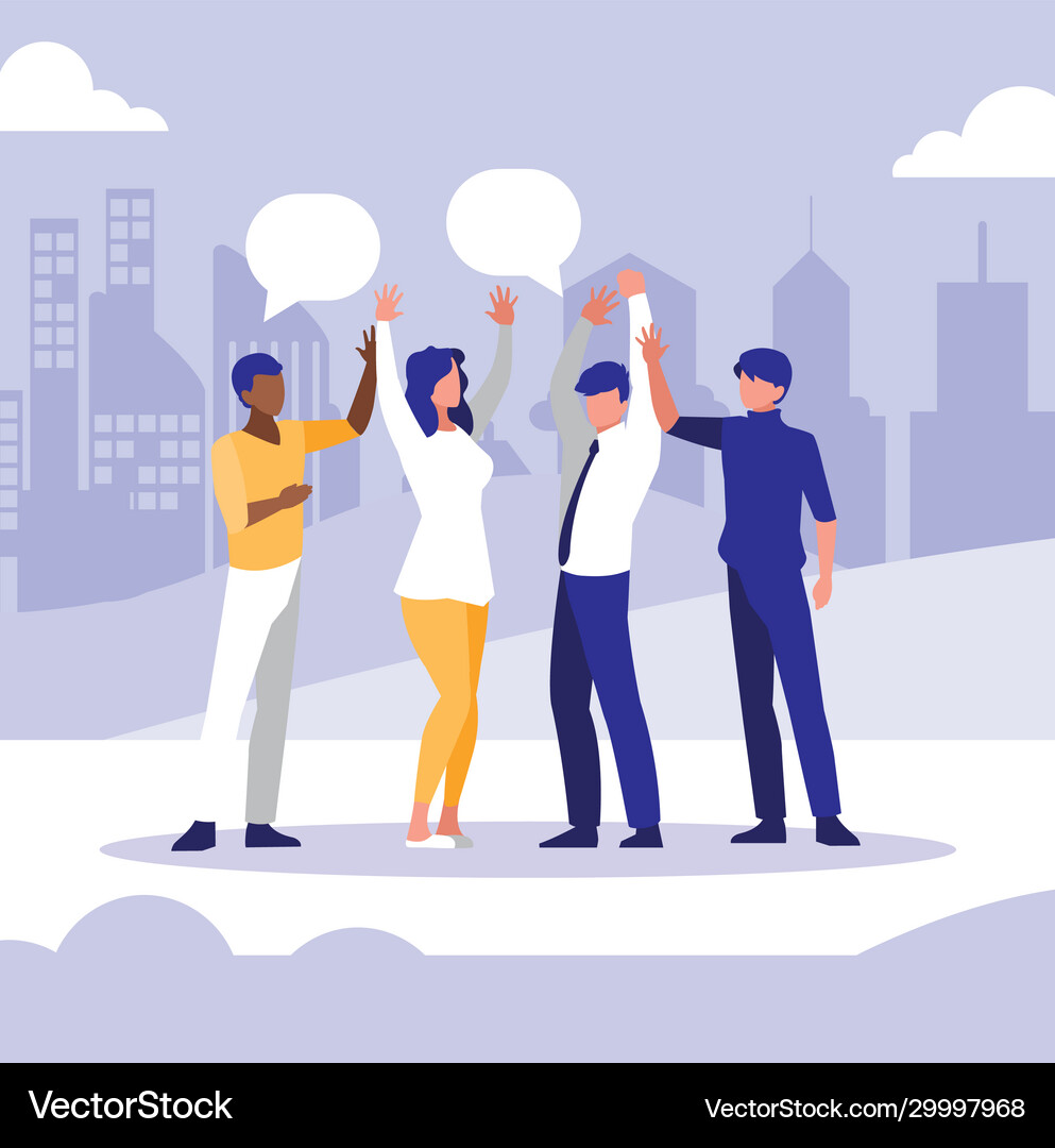 Group people business celebrating success Vector Image