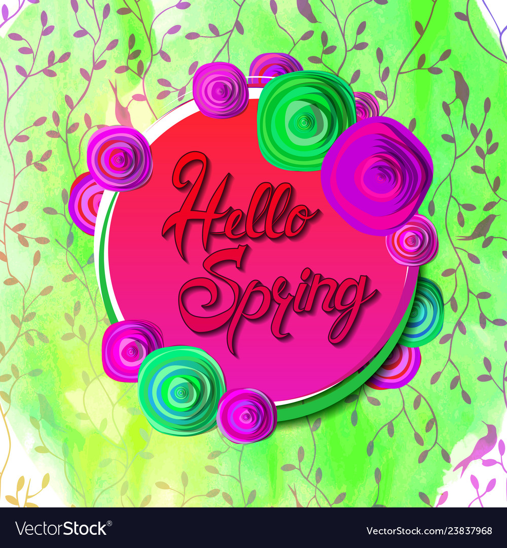 Hello spring banner Royalty Free Vector Image - VectorStock