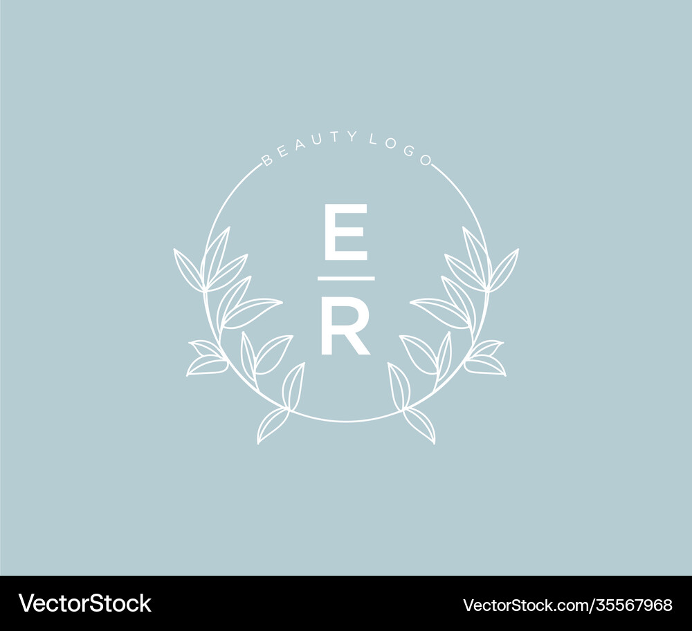 Initial er letters beautiful floral feminine Vector Image