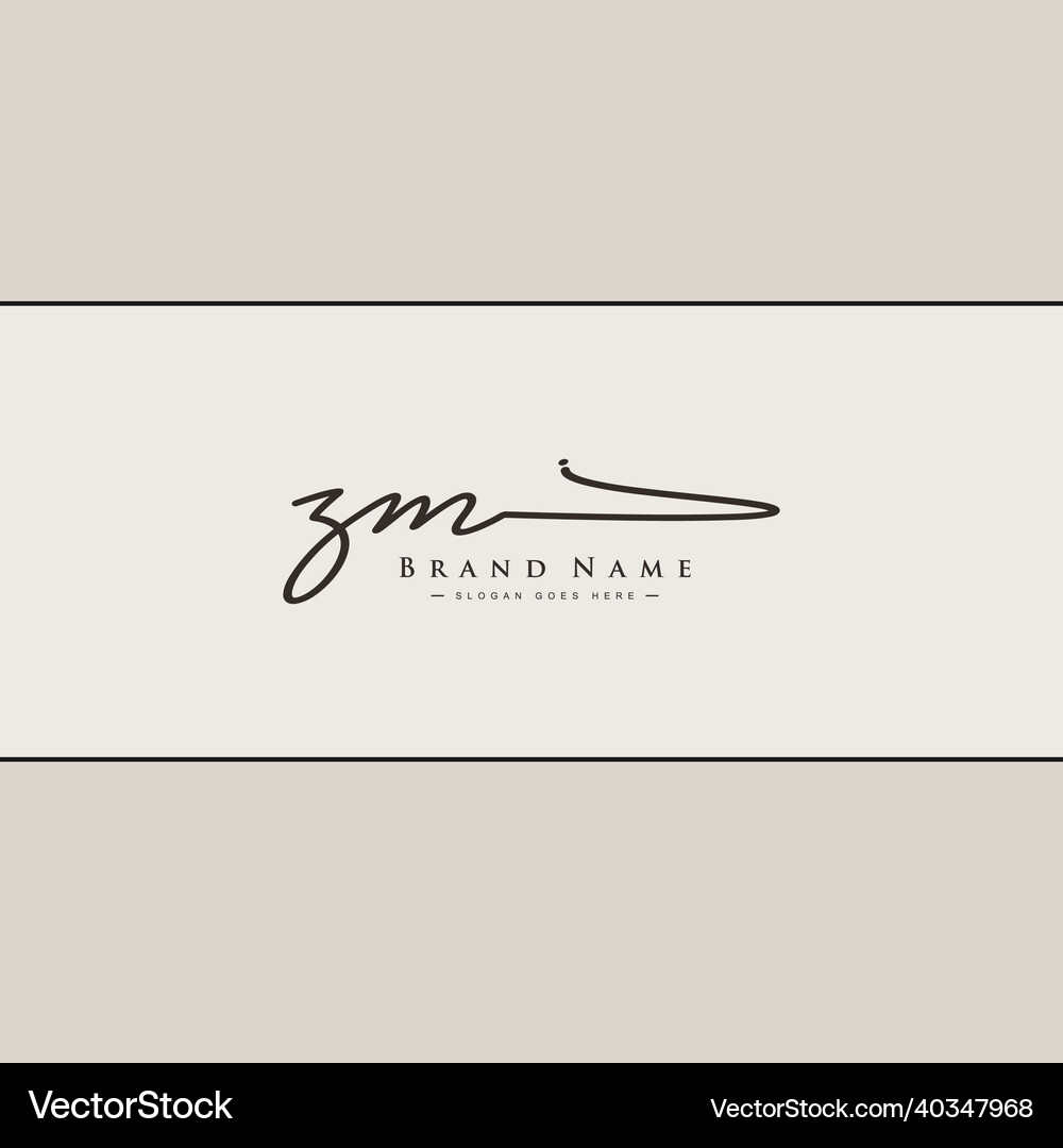 Initial letter zm logo - handwritten signature Vector Image
