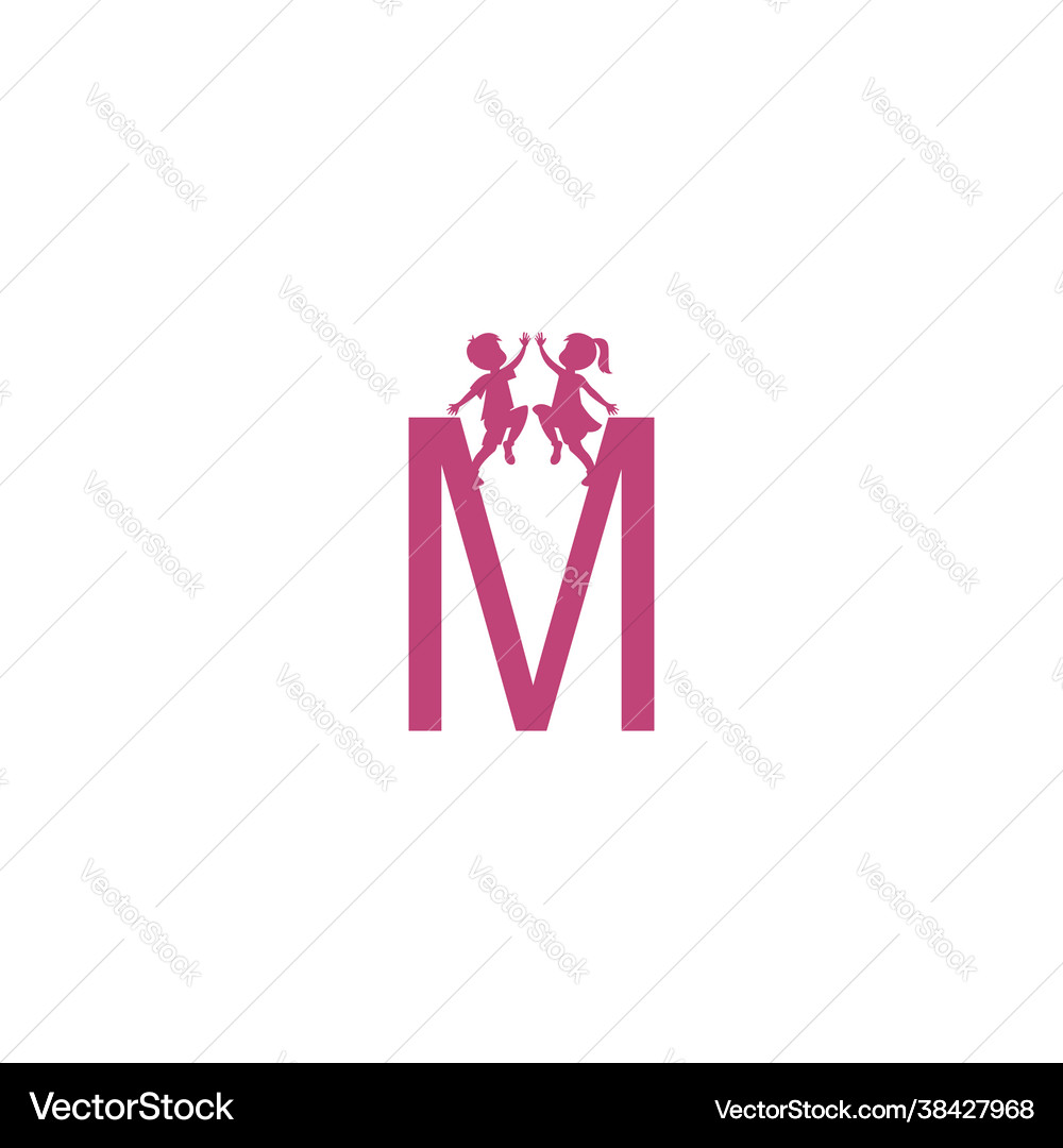 Letter m and kids icon logo design Royalty Free Vector Image