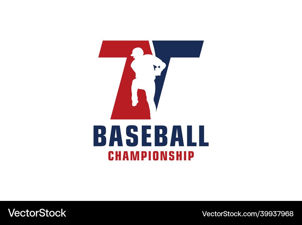 Letter t with baseball logo design design Vector Image
