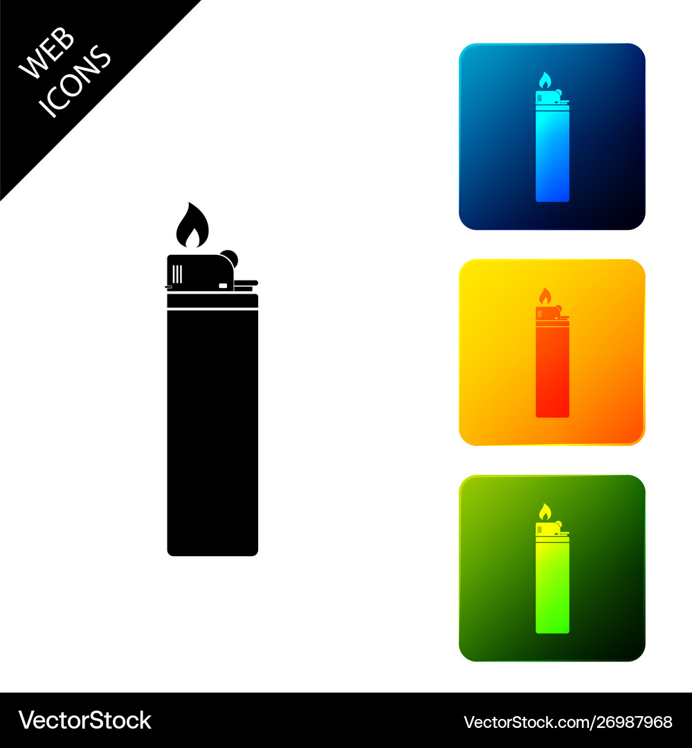 Lighter icon isolated set icons colorful square Vector Image