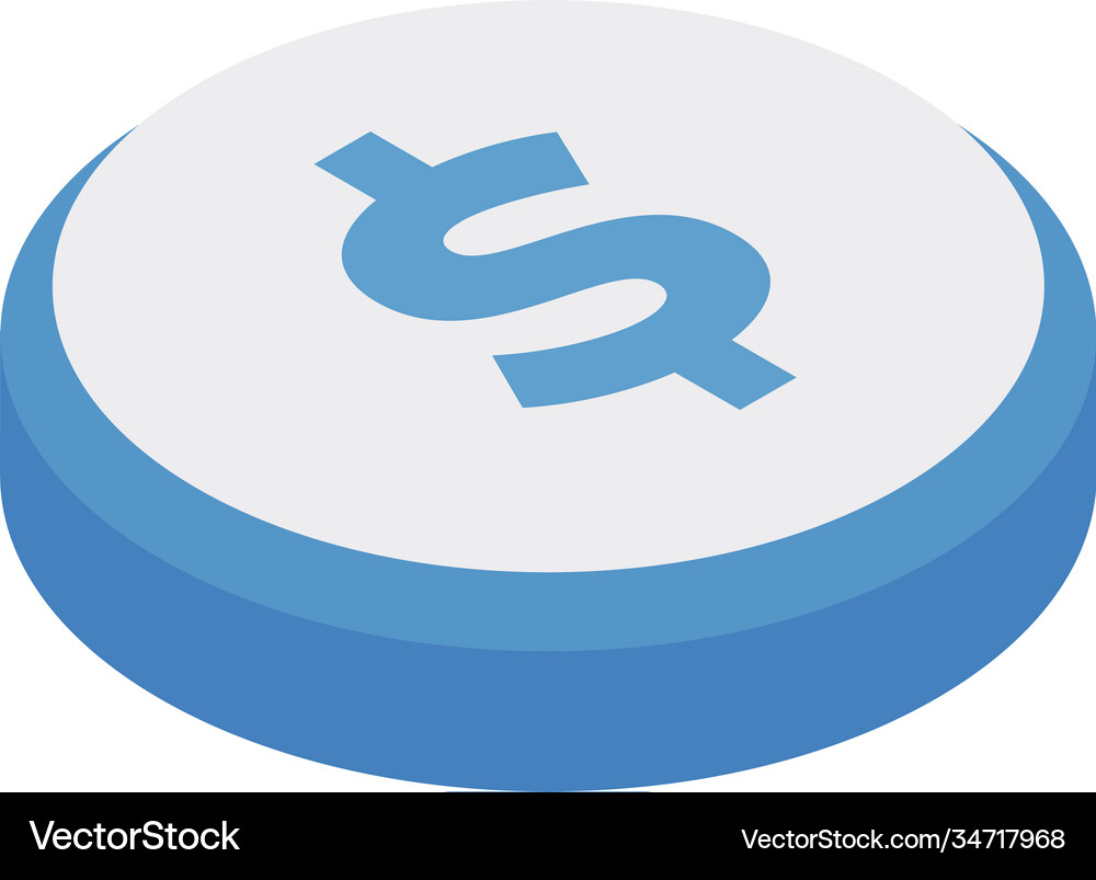 Money symbol button isometric icon receiving Vector Image