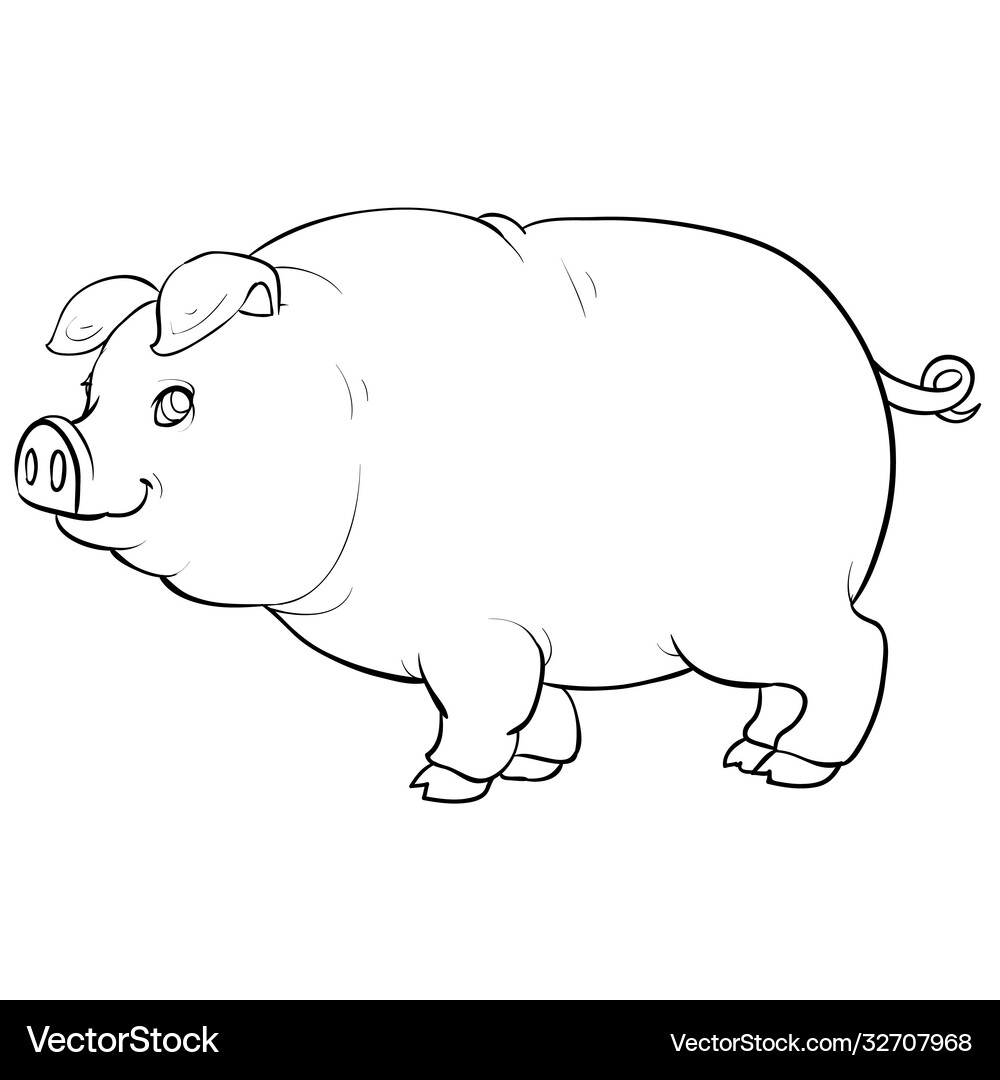 Pig sketch coloring book isolated object on white Vector Image