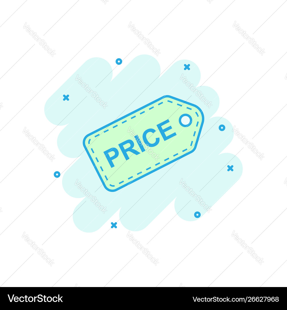 Price coupon icon in comic style tag Royalty Free Vector