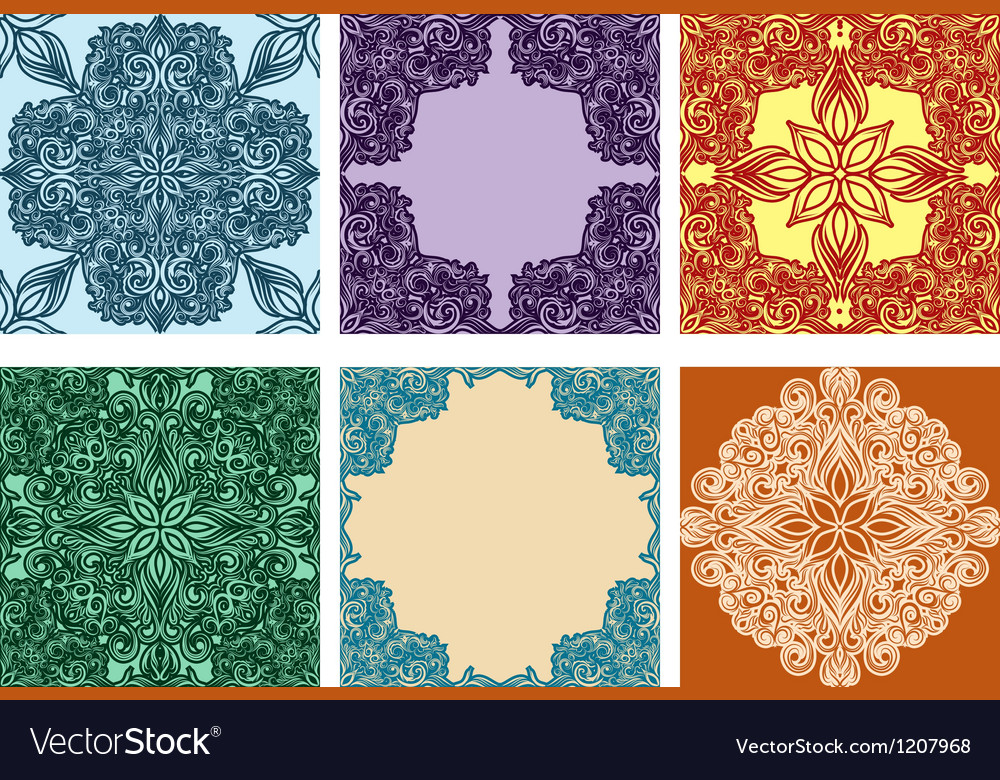 Set colorful seamless ornaments and frames Vector Image
