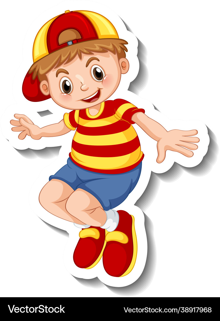 Sticker template with a boy cartoon character Vector Image