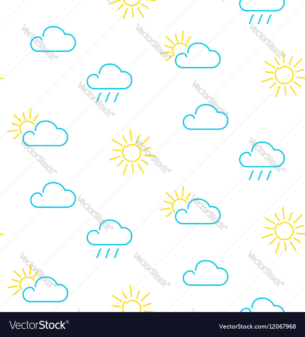 Weather sun clouds rain seamless pattern Vector Image