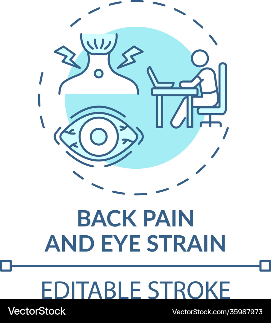 Back pain and eye strain concept icon Royalty Free Vector