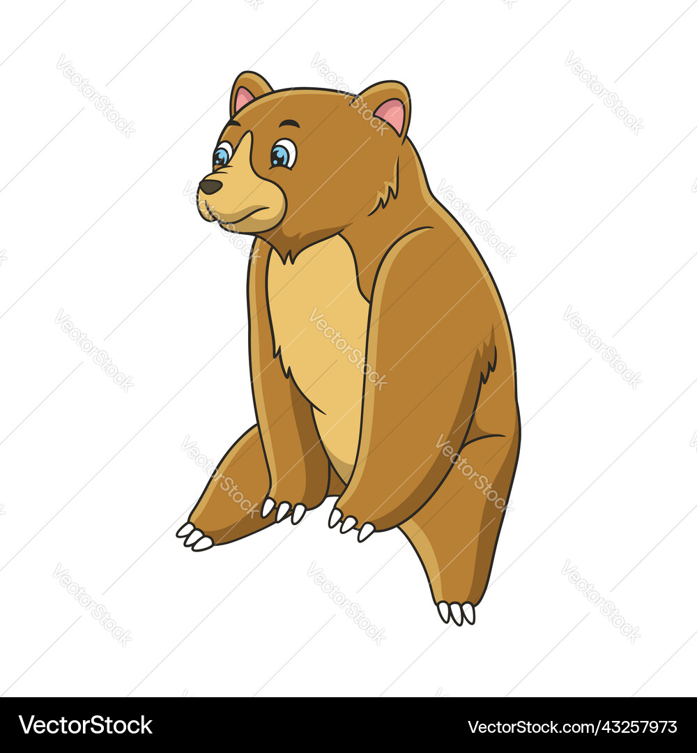 Cartoon the bear is sitting and looking Royalty Free Vector