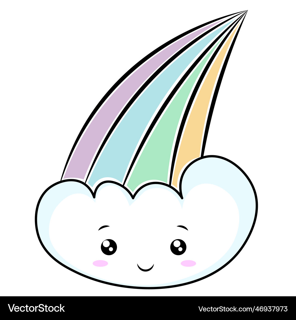Cute cloud with a rainbow in the background Vector Image