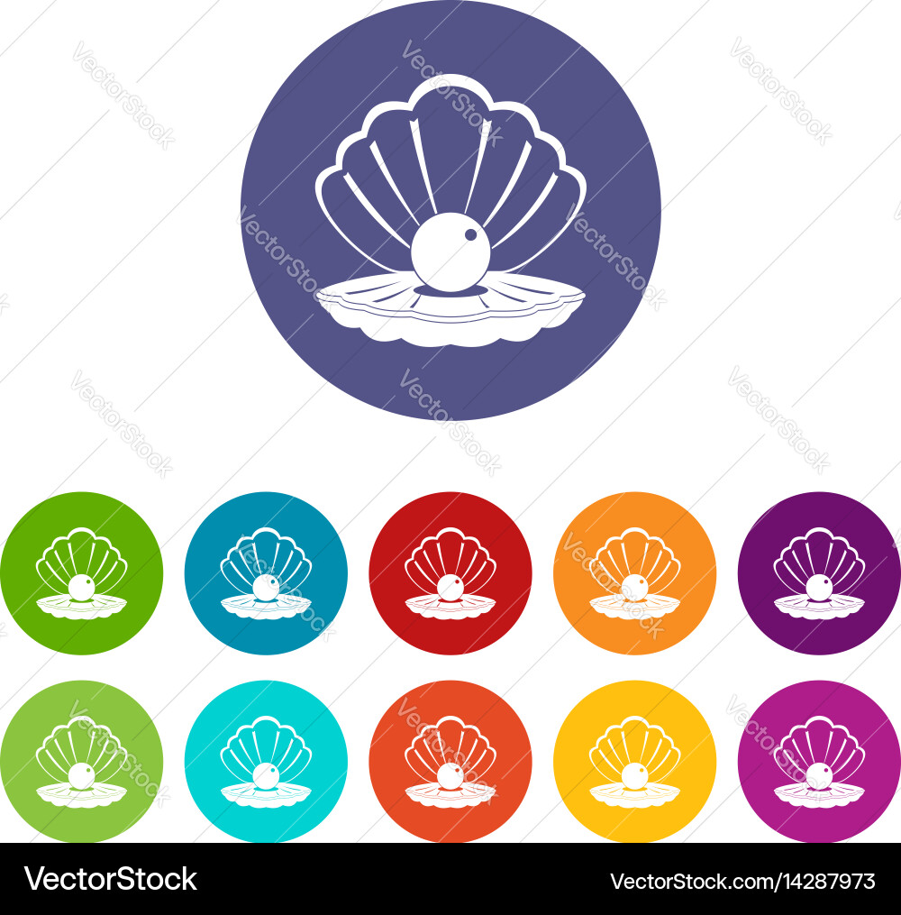 Fresh sea shrimp icons set flat Royalty Free Vector Image