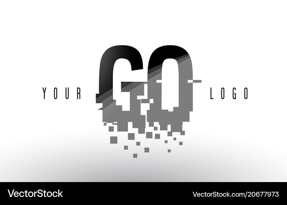 Go g o pixel letter logo with digital shattered Vector Image