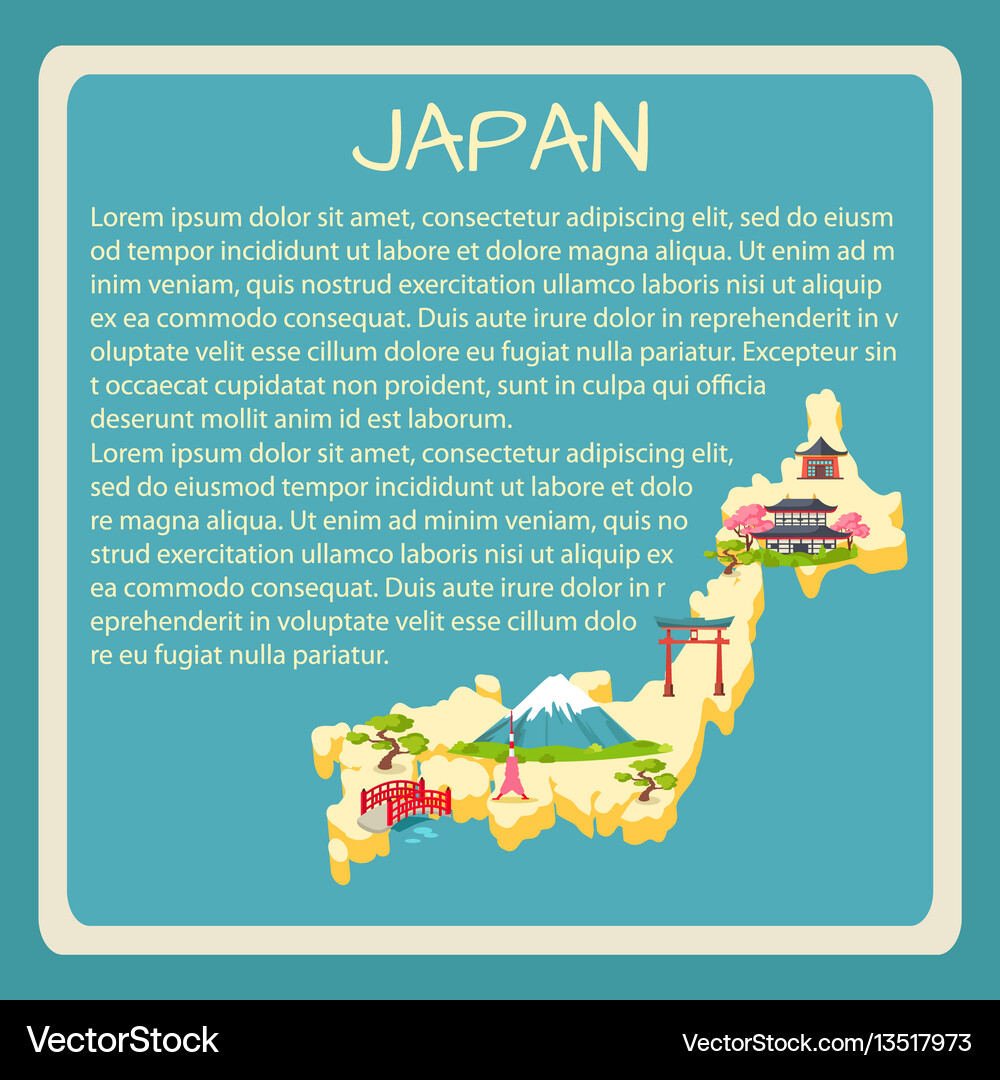 Japan framed touristic banner with text Royalty Free Vector