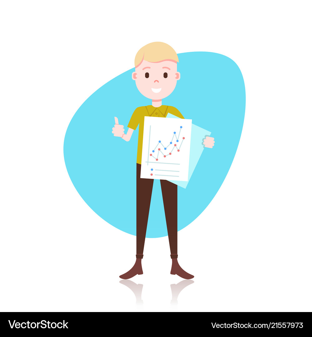 Man character holding financial market chart Vector Image