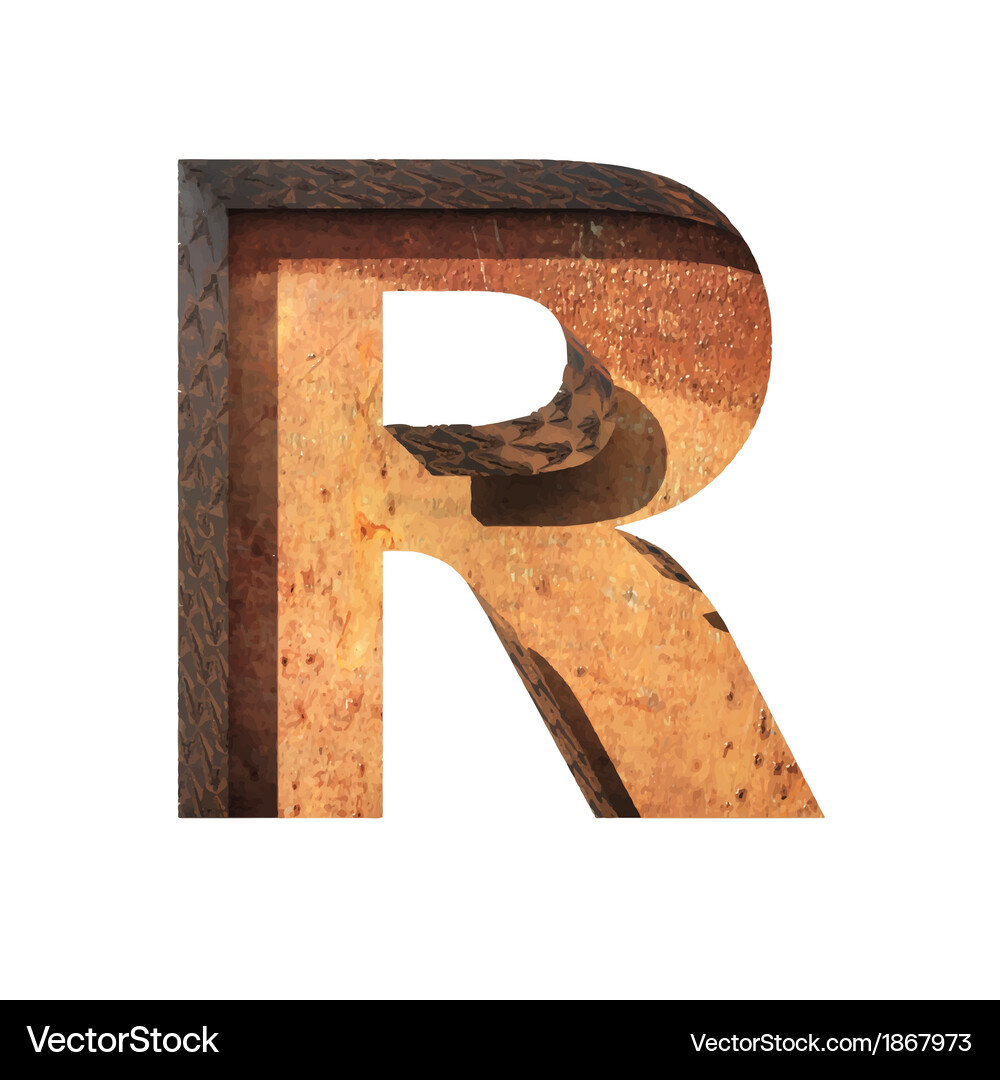 Metal cutted figure r Paste to any background Vector Image