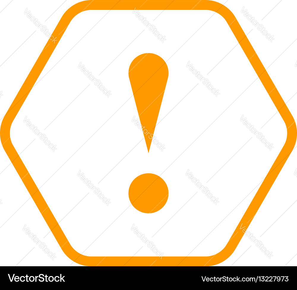 Orange hexagon exclamation mark icon warning sign Vector Image