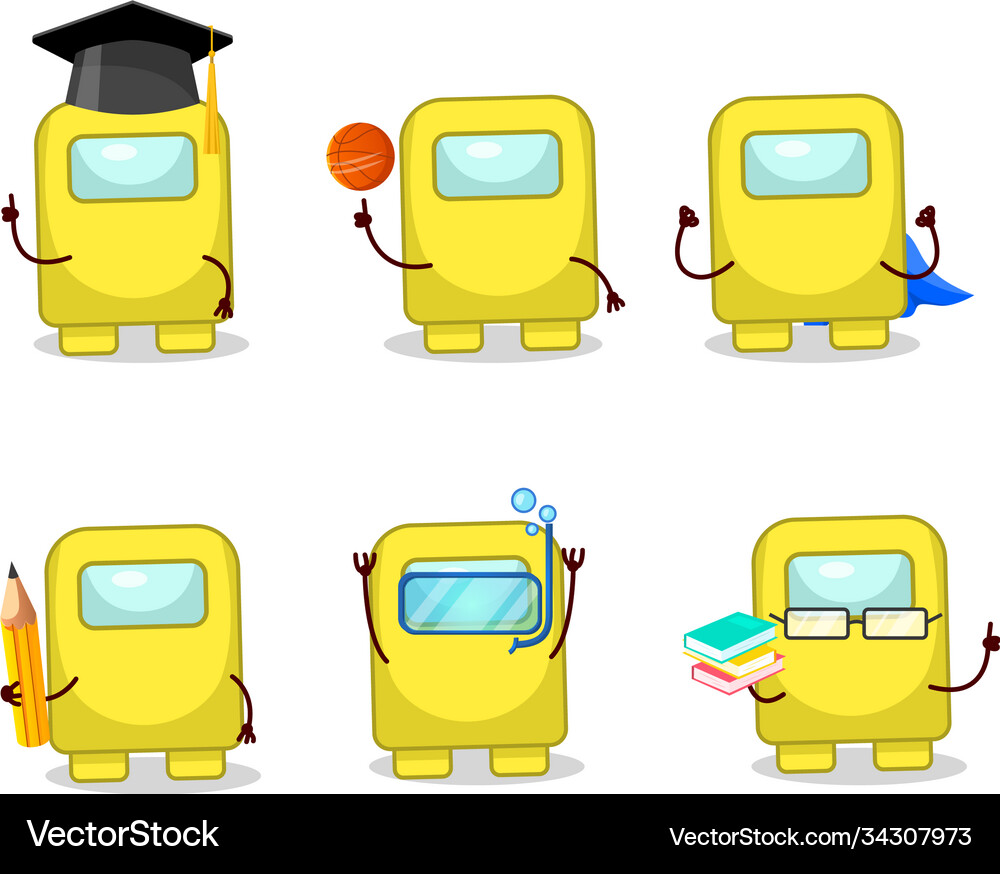 School student among us yellow cartoon Royalty Free Vector